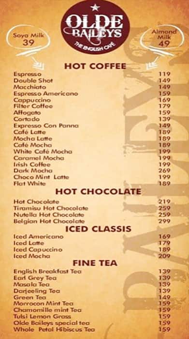 Menu of Olde Baileys, Kharghar, Navi Mumbai