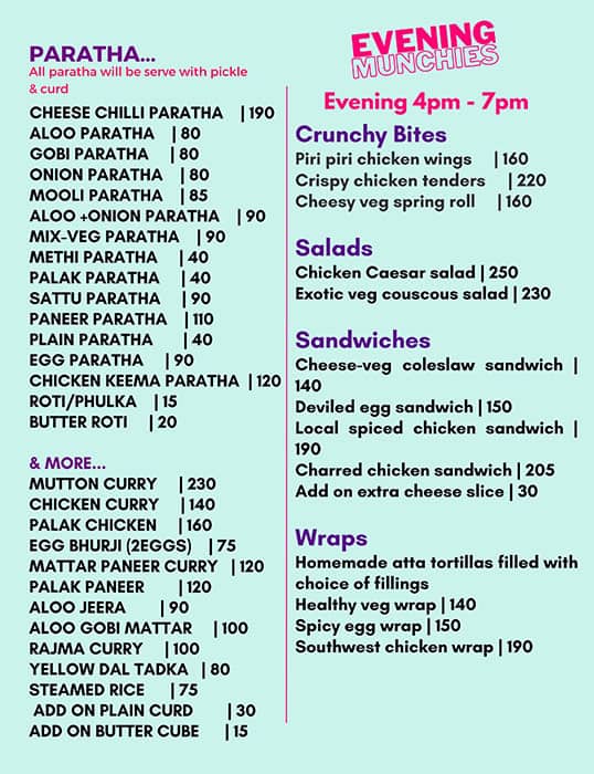 Menu of Paratha By 9 Eats Company, Kondapur, Hyderabad