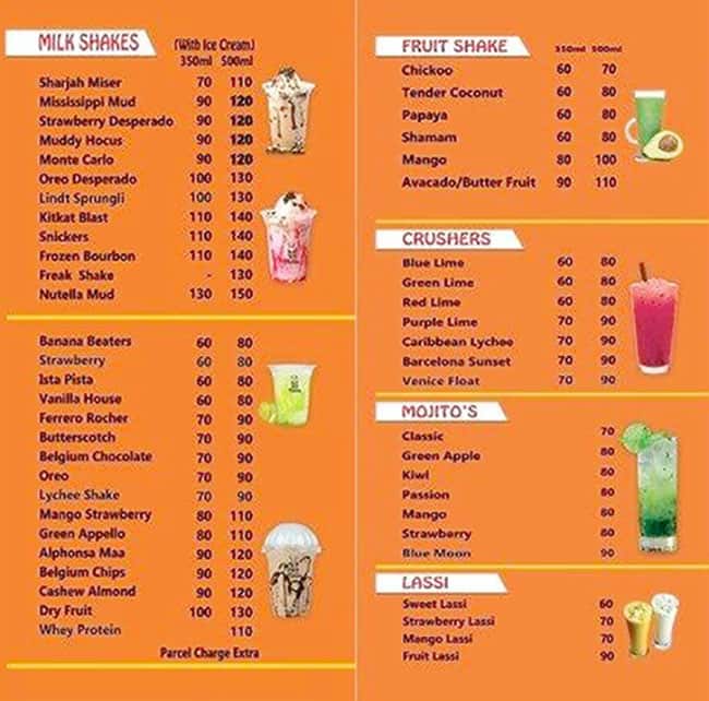 Menu of Drunken Panda, North Paravur, Kochi