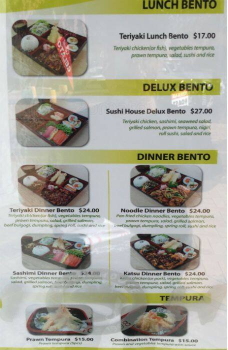 Menu at Sushi House, Auckland, Shop B