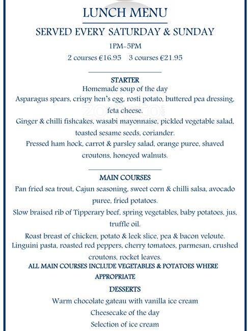 Menu at Nautilus restaurant, Dublin