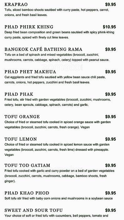 Menu at Araya's Place restaurant, Seattle, E Madison St