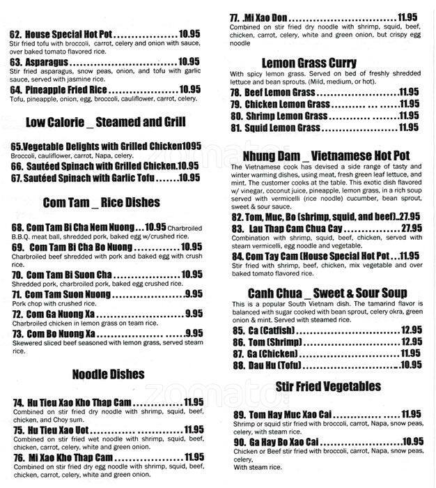 Menu at Ben Thanh restaurant, Matthews, Windsor Square Dr