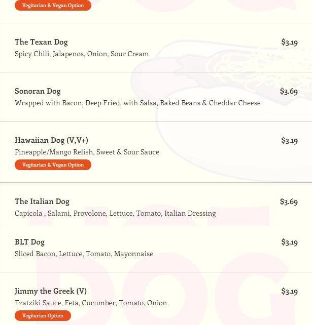 Menu at Dog Daze Gourmet Hot Dogs restaurant, Canton