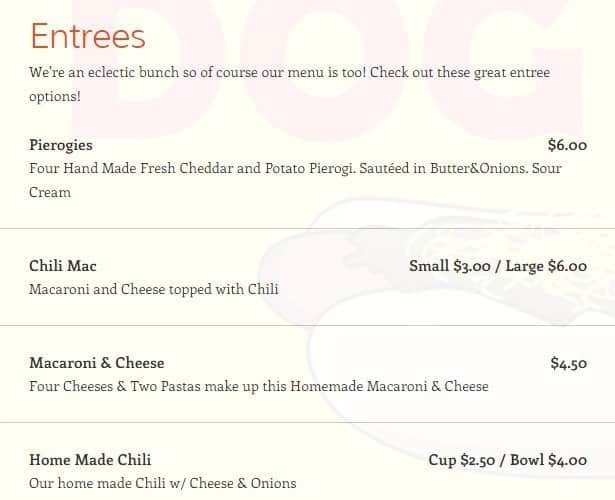 Menu at Dog Daze Gourmet Hot Dogs restaurant, Canton