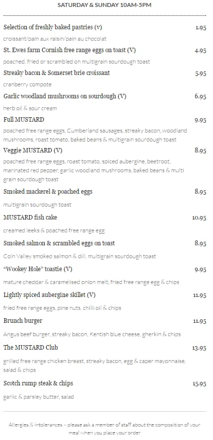 Menu at Le Petit Citron restaurant, London