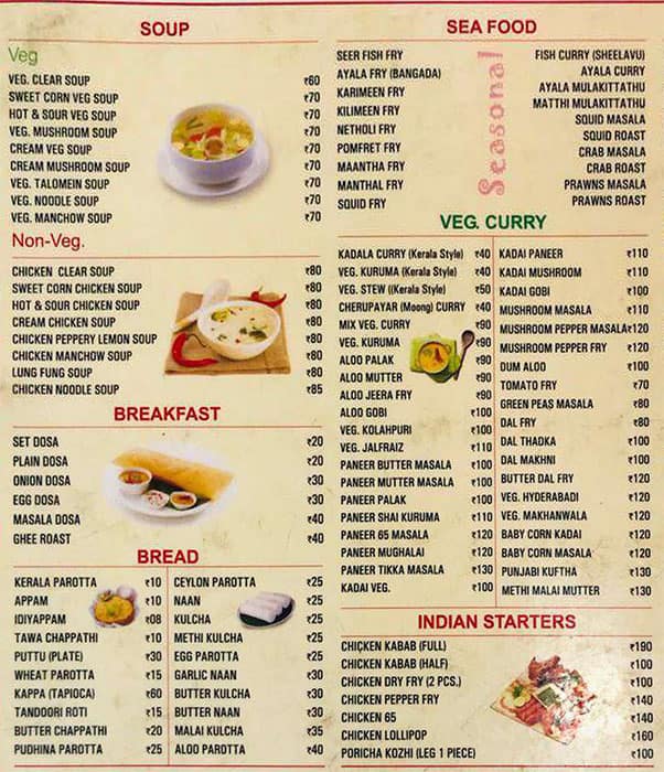 Menu of Thalassery Restaurant, Yelahanka, Bangalore