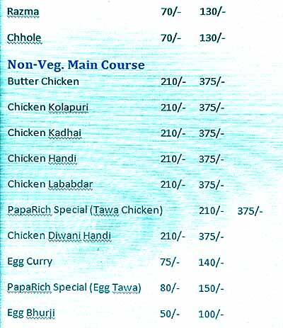Menu at Papa Rich Restro & Cafe, Dehradun