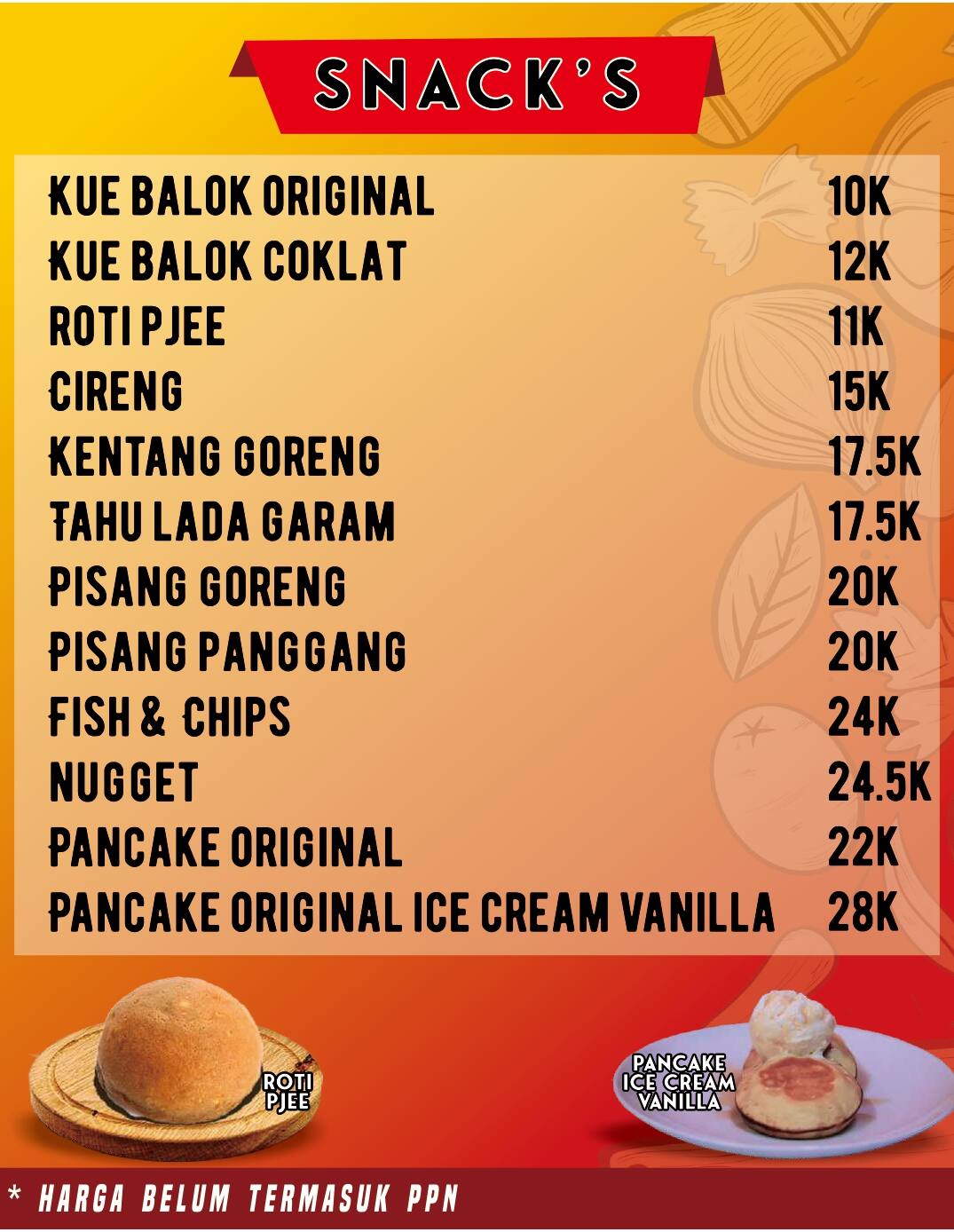 Menu at Boos Pjee restaurant, Bandung