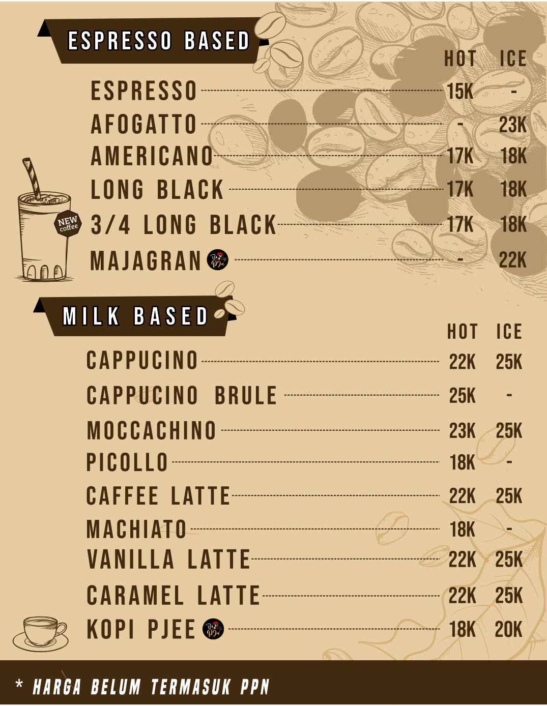 Menu at Boos Pjee restaurant, Bandung