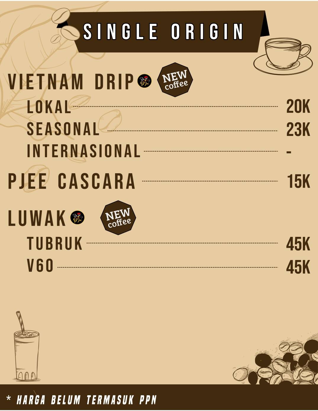 Menu at Boos Pjee restaurant, Bandung