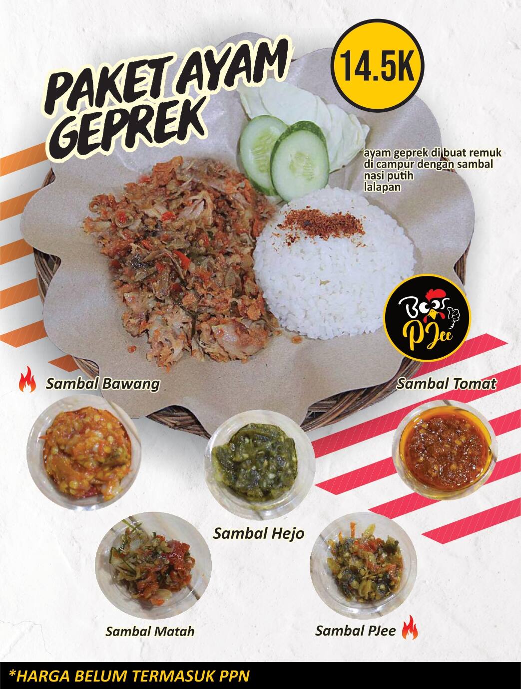 Menu at Boos Pjee restaurant, Bandung