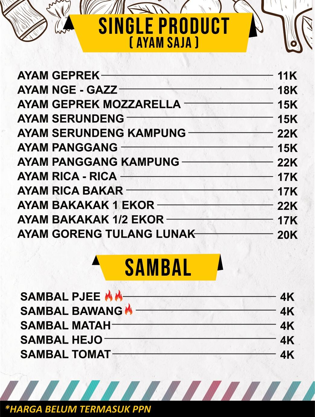 Menu at Boos Pjee restaurant, Bandung