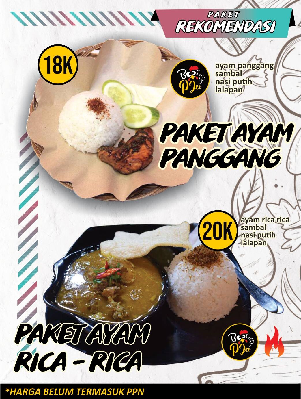 Menu at Boos Pjee restaurant, Bandung