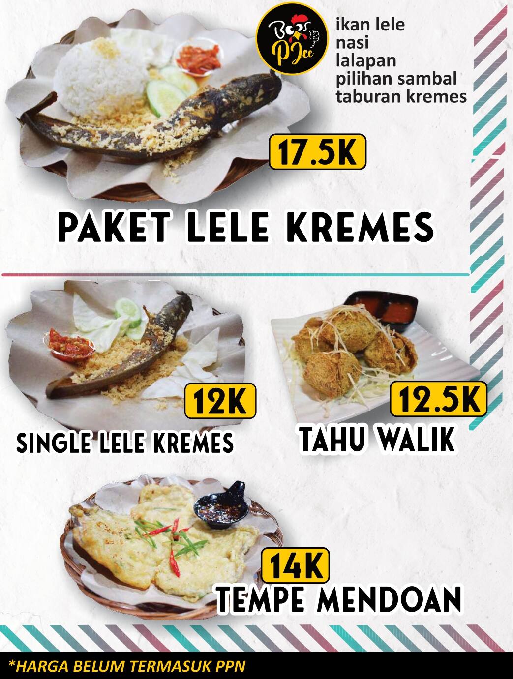 Menu at Boos Pjee restaurant, Bandung