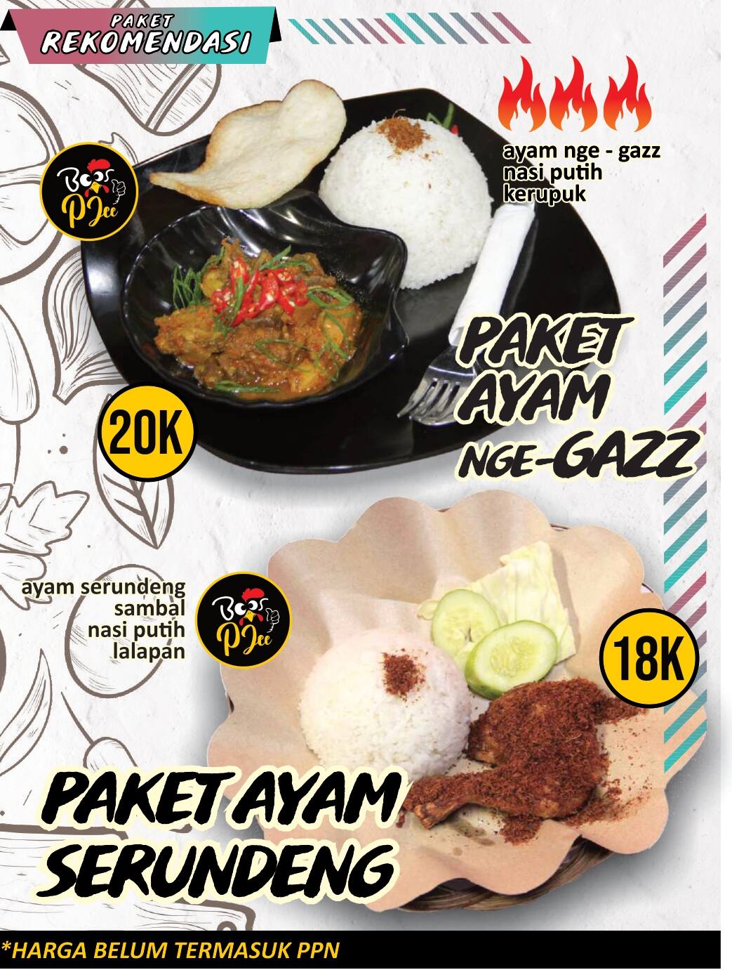 Menu at Boos Pjee restaurant, Bandung
