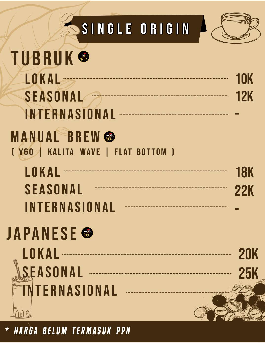 Menu at Boos Pjee restaurant, Bandung