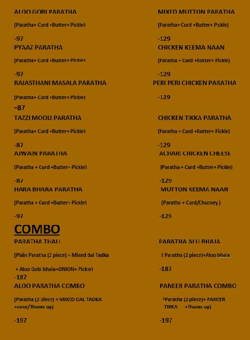 Menu at Paratha Express, Bengaluru, Shop 3 & 4