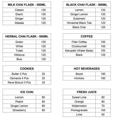 Menu of Tea Point, Anna Nagar East, Chennai