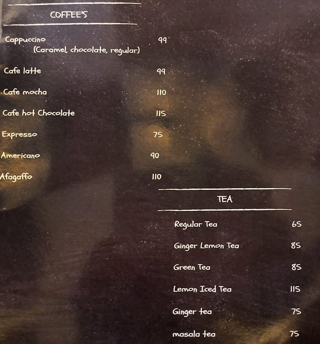 Menu of Oak Leaf Rooftop Cafe, Sainikpuri, Secunderabad