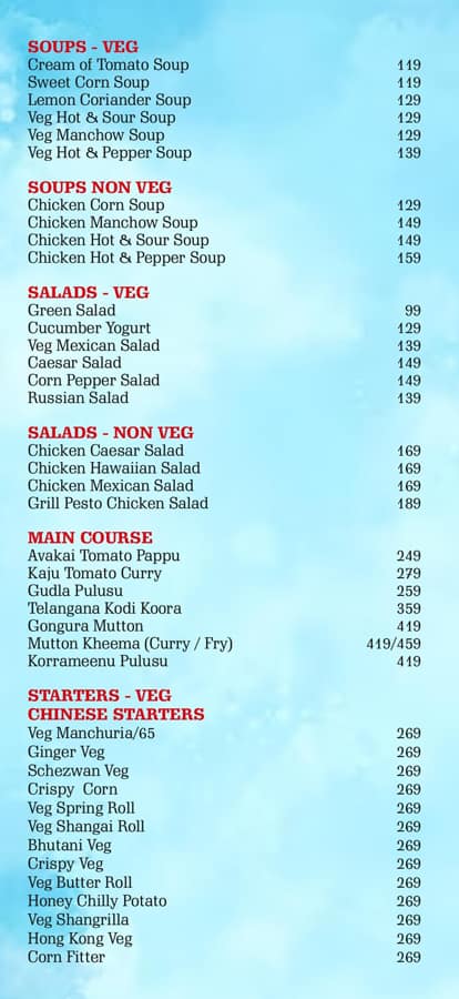 Menu of Blue Bowl Family Restaurant, Uppal, Secunderabad