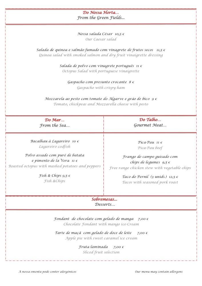 Menu at Ático Sky Bar - NH Collection Liberdade, Lisbon