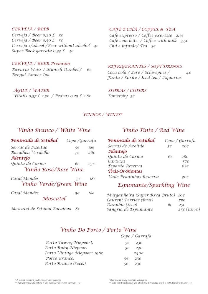 Menu at Ático Sky Bar - NH Collection Liberdade, Lisbon