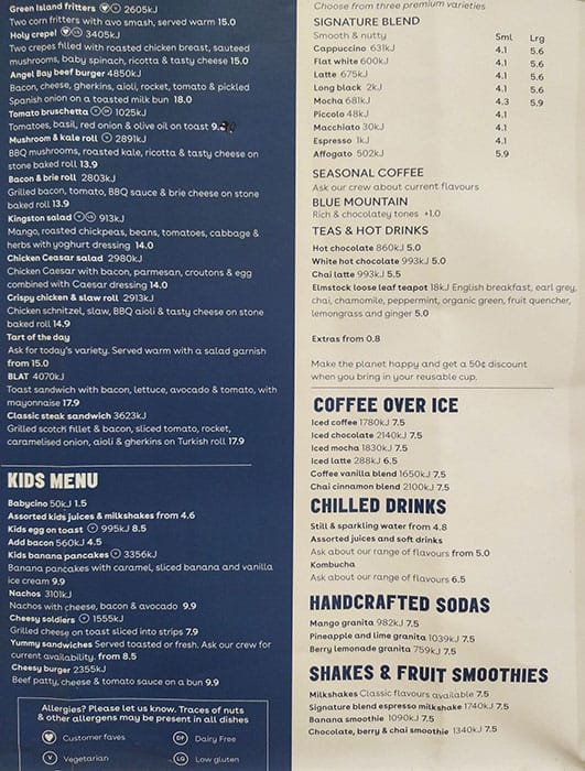 Menu at Jamaica Blue Chatswood Chase restaurant, Chatswood, L1K1/345 ...