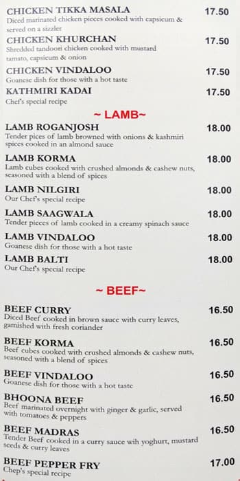 Menu at Machan Indian Restaurant, Eltham, 2&3/953 Main Rd