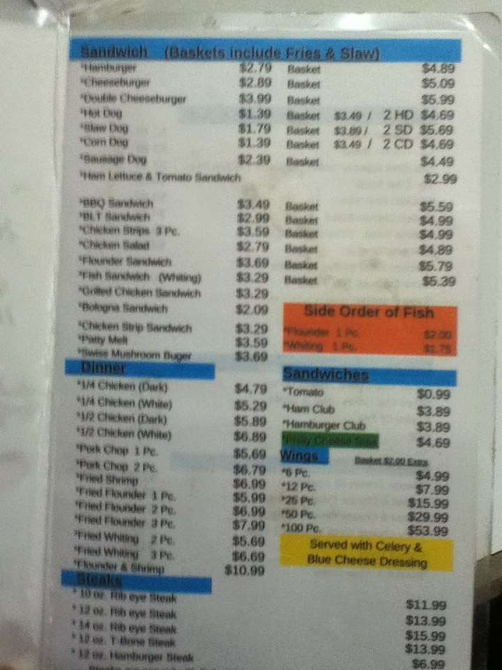 Menu at M & J Restaurant, Bethune