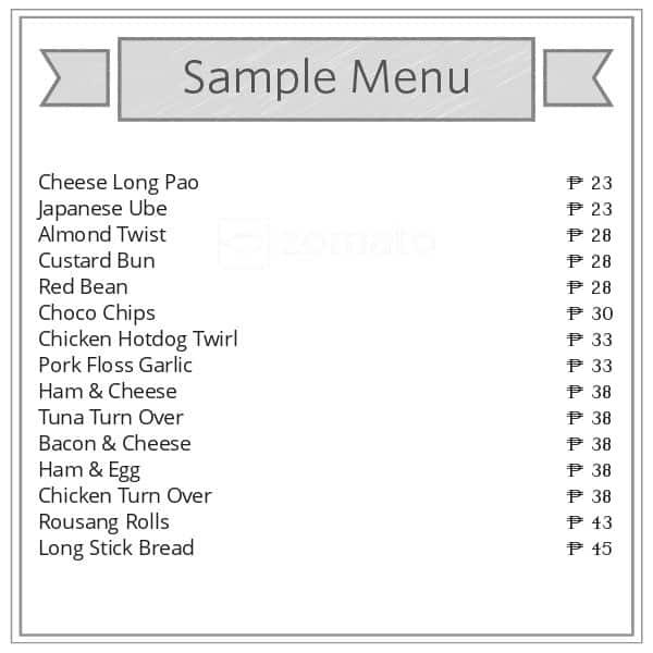 Menu at All Season Taiwan Bakeshop, Mandaue City