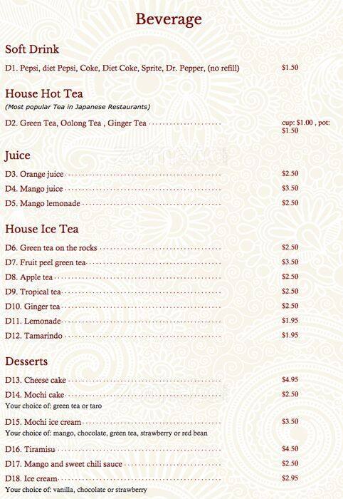 Menu at Sushi Win restaurant, Evergreen