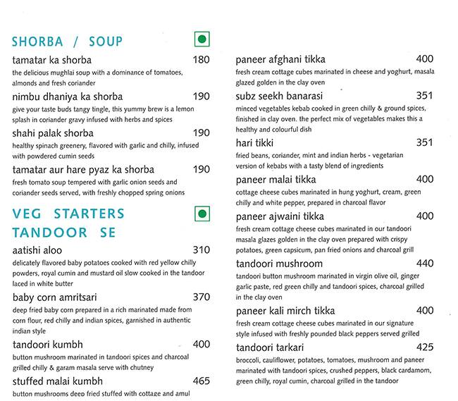 Menu at Club Bombay At Sheesha Sky Lounge, Mumbai