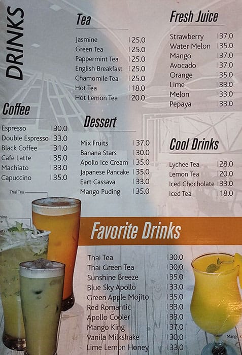 Menu at Apollo Cafe, Central Jakarta, ibis budget Jakarta Cikini