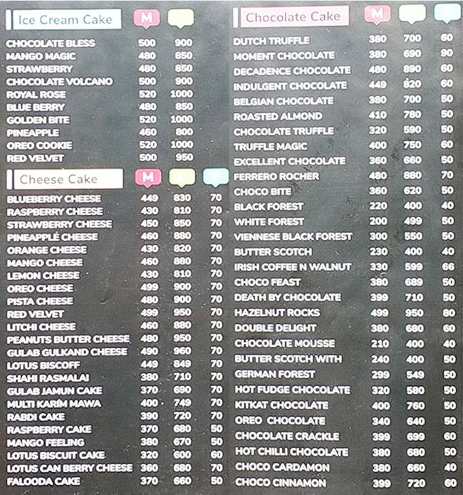 Menu of Mumbai Celebration, Bandra East, Mumbai