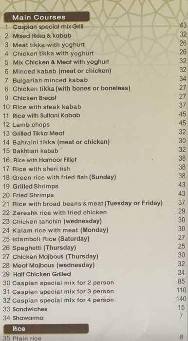 Caspian Menu, Menu for Caspian, Mankhool, Dubai - Zomato