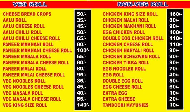 Menu of The King Of Rolls, Hinjawadi, Pune