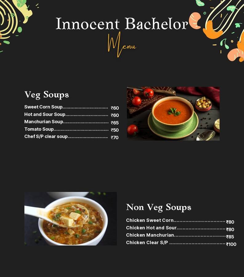 Menu of Innocent Bachelor Family Restaurant, Ram Nagar, Vizag