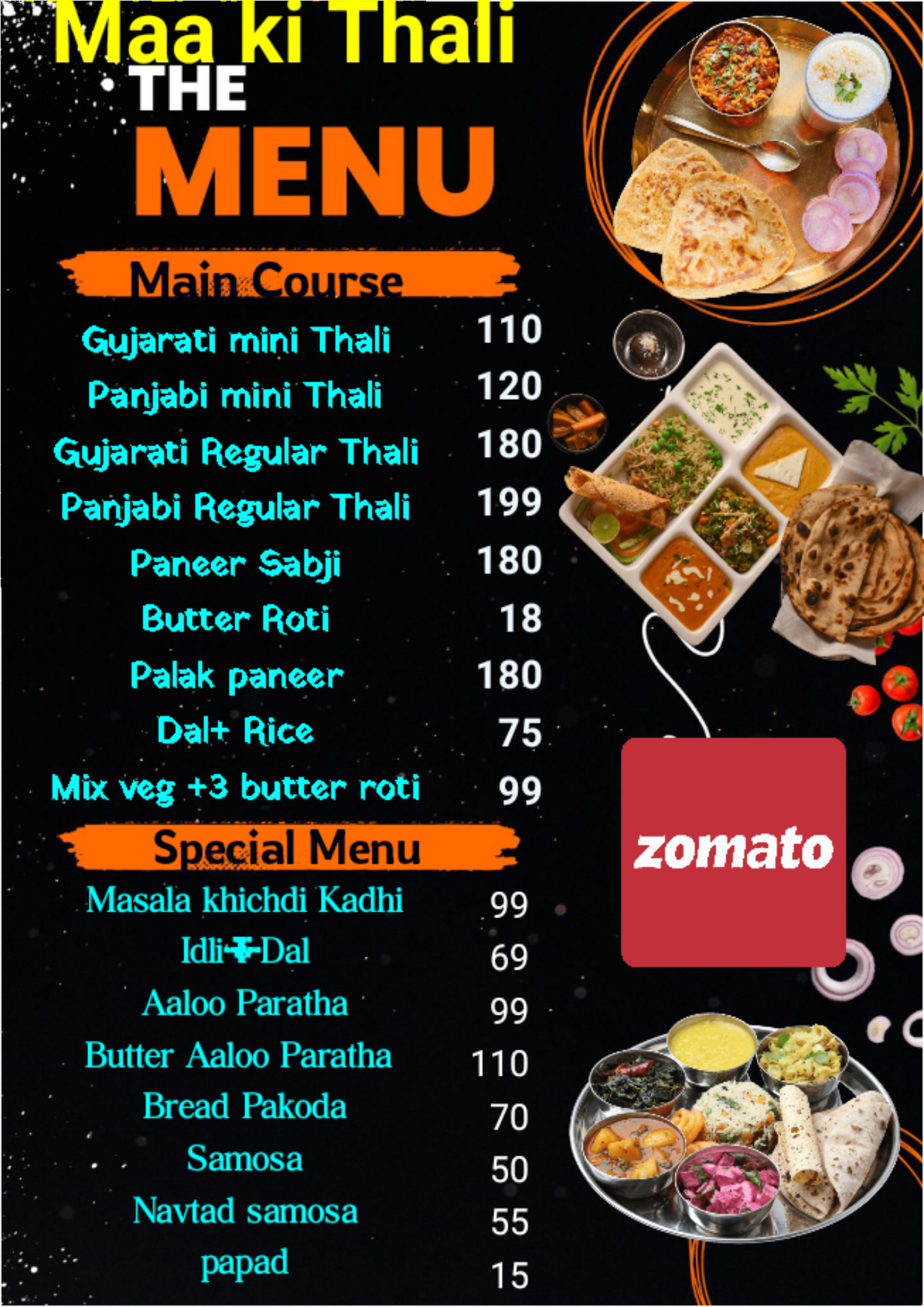 Menu of Maa Ki Thali, Nikol, Ahmedabad