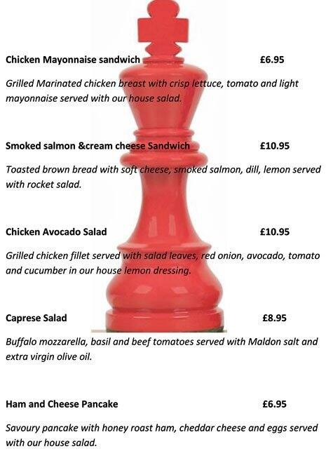 Menu at Checkmate Bar, London