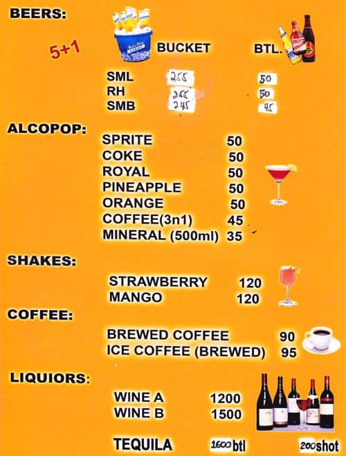 Menu at Moiza 3 restaurant, Makati, Dr Jose P. Rizal Ave