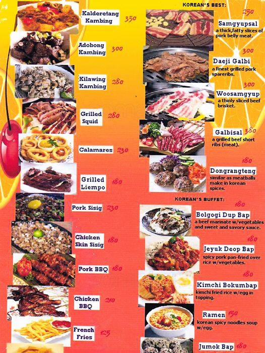 Menu at Moiza 3 restaurant, Makati, Dr Jose P. Rizal Ave