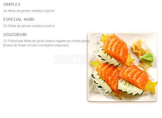 Menu at Mori Sushi 1 restaurant, São Paulo