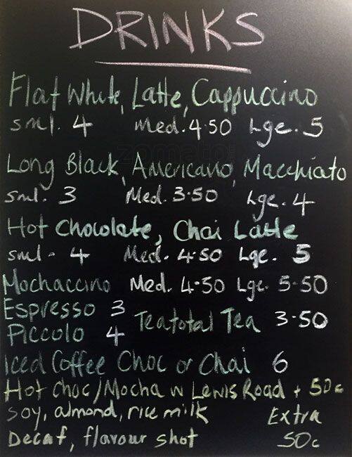 Menu at Loco Coffee & Books cafe, Featherston
