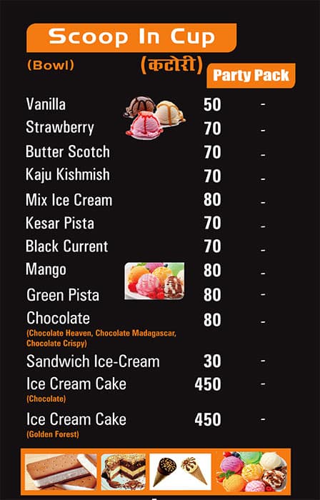 Menu at Baba Falooda, Mumbai, 1-2