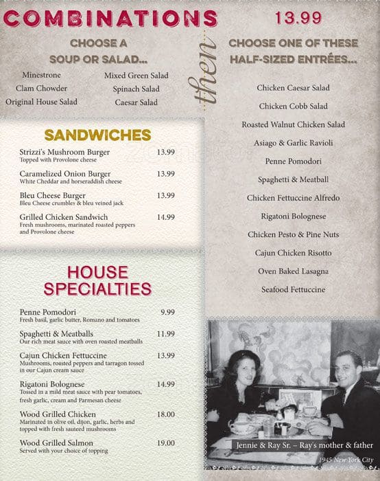 Menu at Strizzi's Restaurant - Pleasanton, Pleasanton