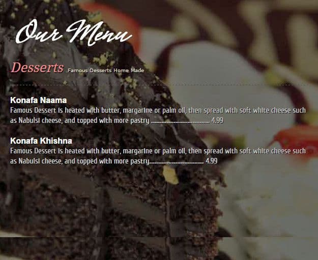 Menu at Sayad Mediterranean Grill restaurant, Houston