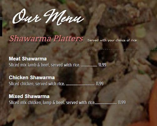 Menu at Sayad Mediterranean Grill restaurant, Houston