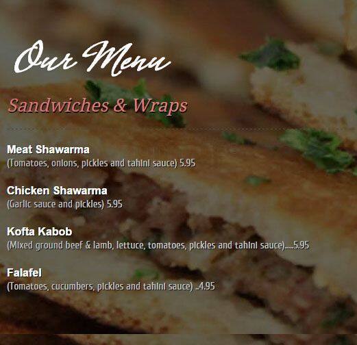 Menu at Sayad Mediterranean Grill restaurant, Houston