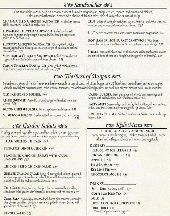 Menu at Southern Recipes Grill restaurant, Arlington